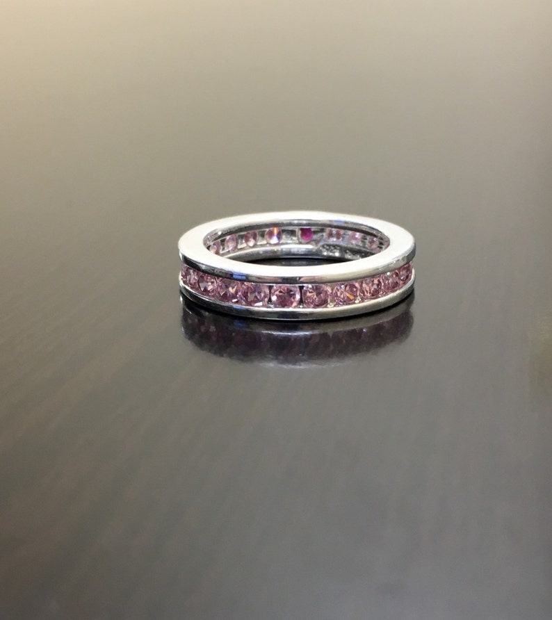 Sterling Silver Pink Topaz Ruby Engagement Band - Silver Pink Topaz ...