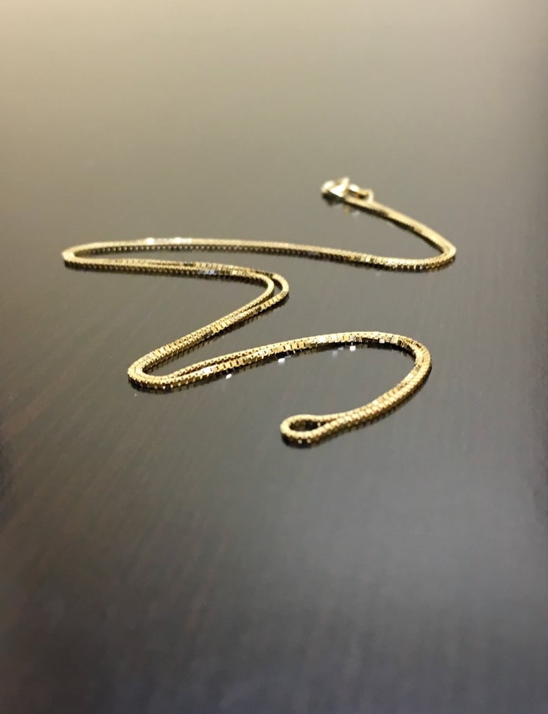 18K Yellow Gold Box Chain Box Chain 18K Gold Necklace 18K - Etsy