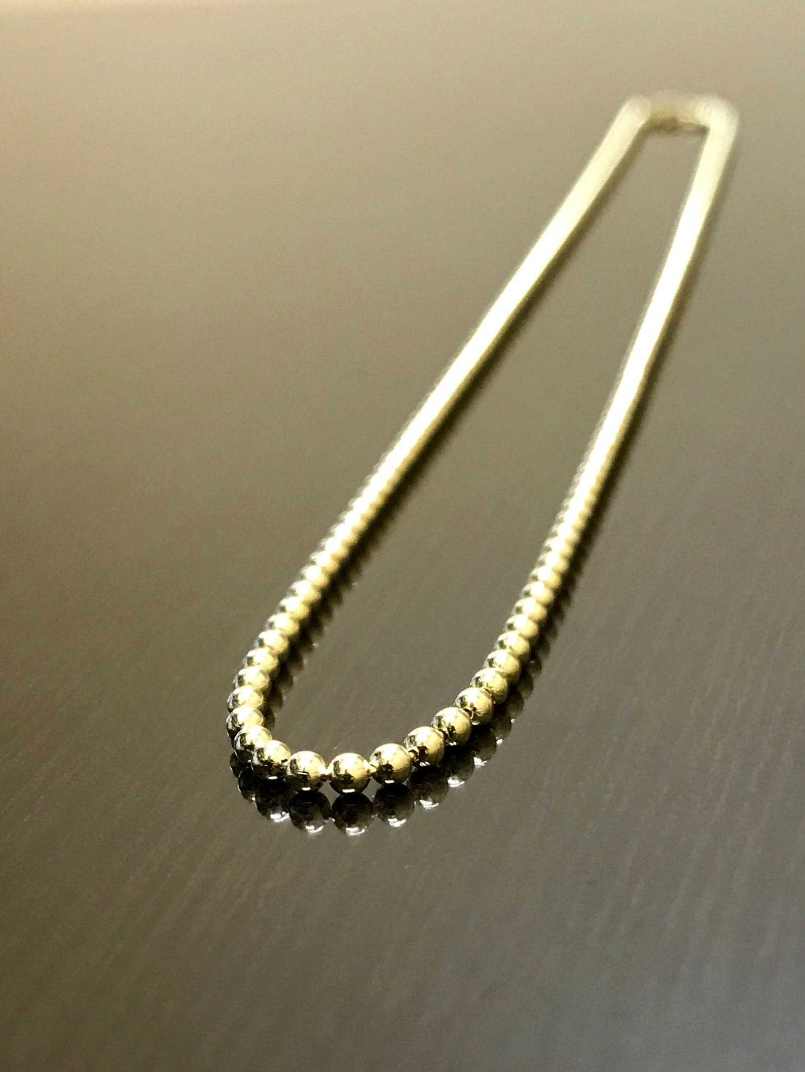 14K Yellow Gold Bead Necklace 14K Gold Bead Chain 14K Gold - Etsy