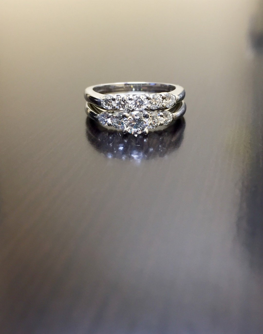 Platinum Diamond Engagement Ring Bridal Set - Platinum Five Stone ...