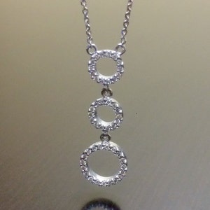 Classic Timeless Triple Loop 14K White Gold Diamond Necklace - Handmade ...