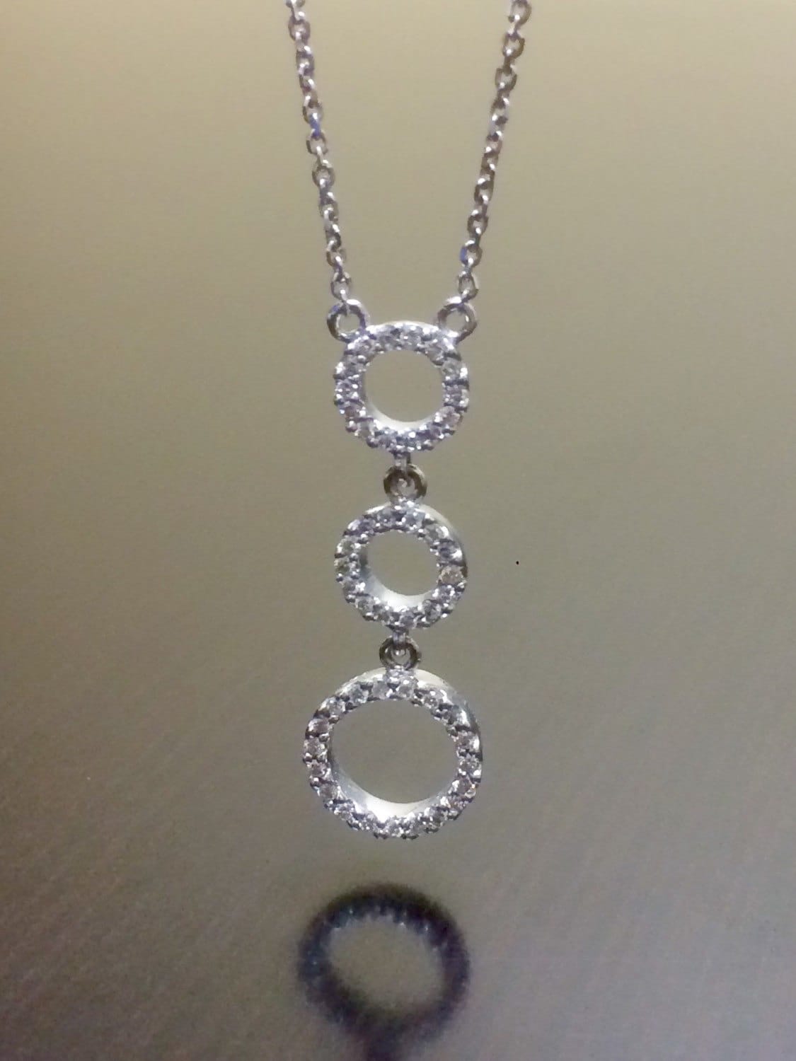 Classic Timeless Triple Loop 14K White Gold Diamond Necklace - Etsy