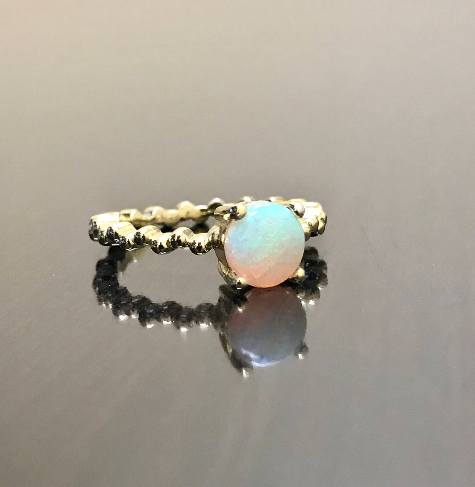14K Yellow Gold Opal Engagement Ring 14K Gold Opal Wedding | Etsy