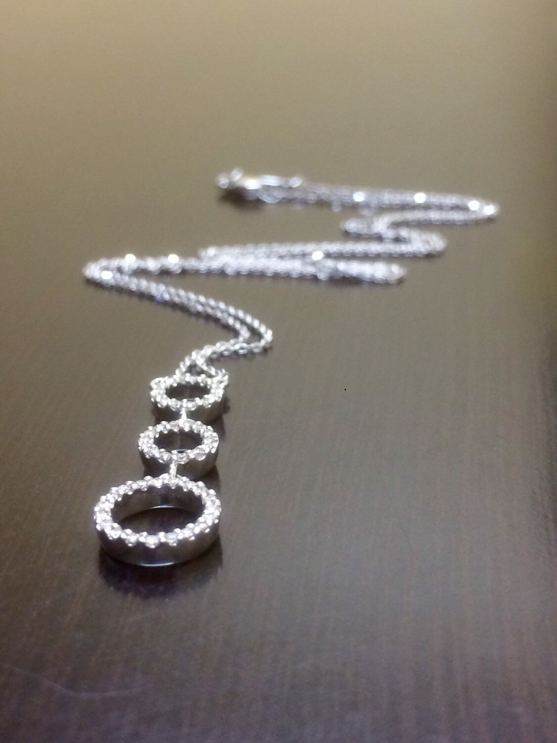 Classic Timeless Triple Loop 14K White Gold Diamond Necklace - Etsy