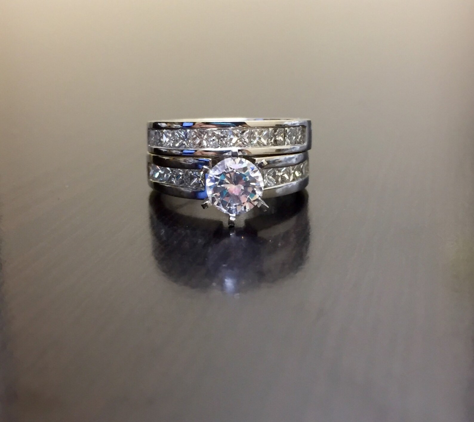 18K White Gold Diamond Engagement Ring Bridal Set 18K Gold | Etsy