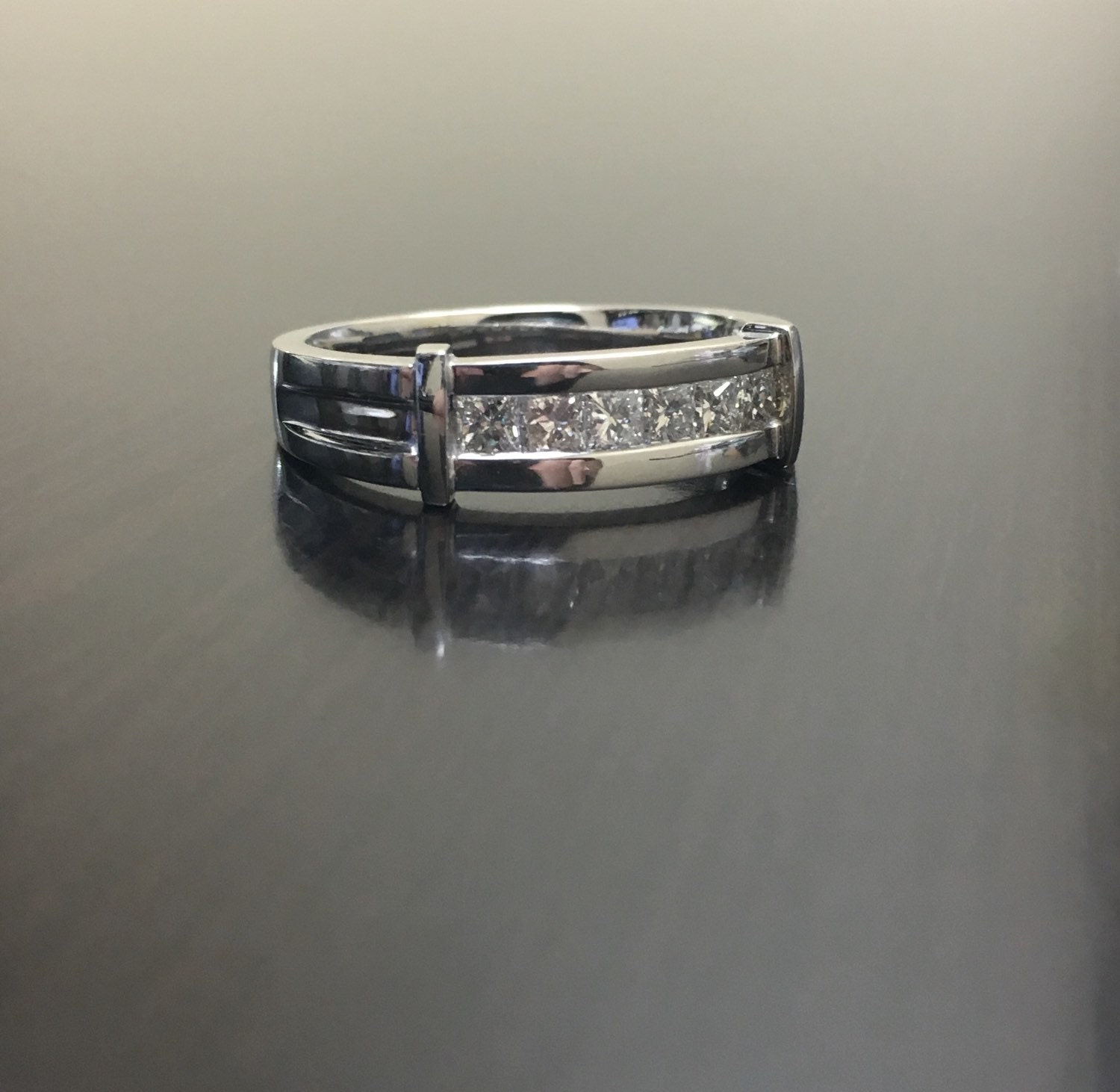 18K Gold Men's Princess Cut Diamond Engagement Ring 18K | Etsy