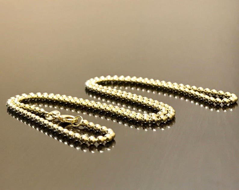 14K Yellow Gold Bead Necklace 14K Gold Bead Chain 14K Gold - Etsy