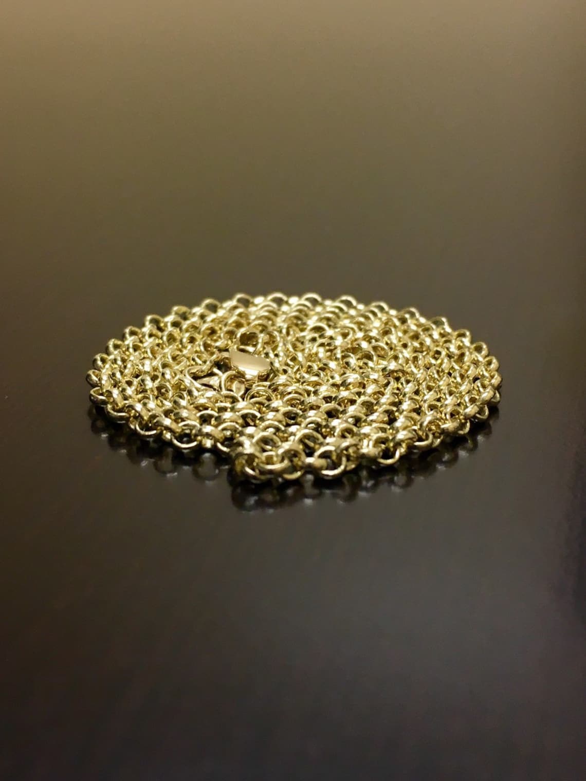 14K Yellow Gold Rolo Chain 14K Gold Necklace 14K Yellow | Etsy