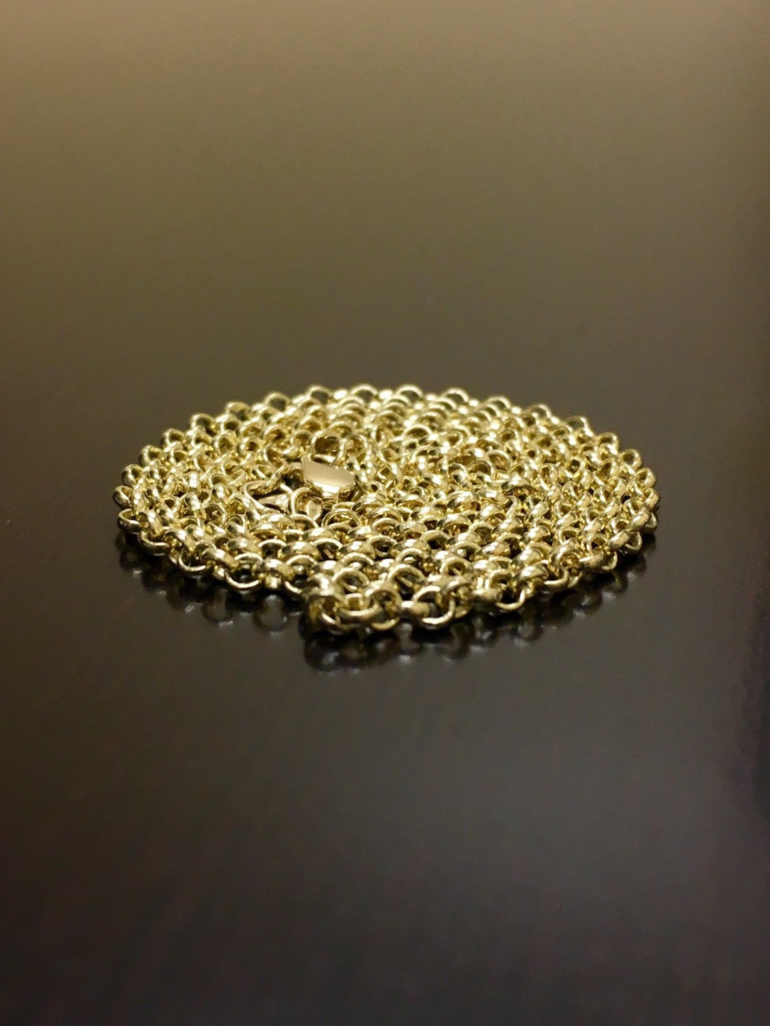 14K Yellow Gold Rolo Chain 14K Gold Necklace 14K Yellow | Etsy