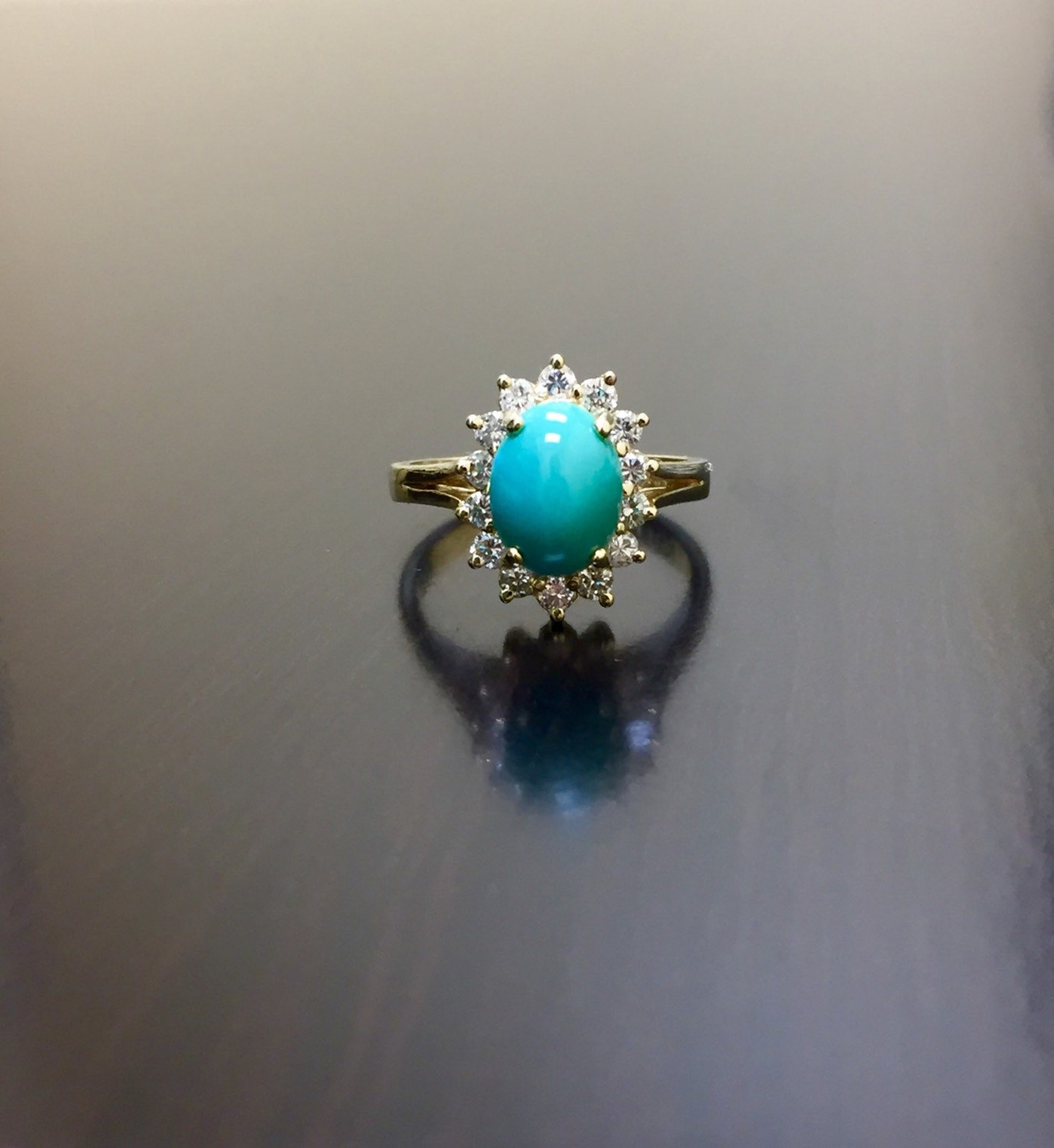 18K Yellow Gold Turquoise Engagement Ring 18K Gold Turquoise - Etsy