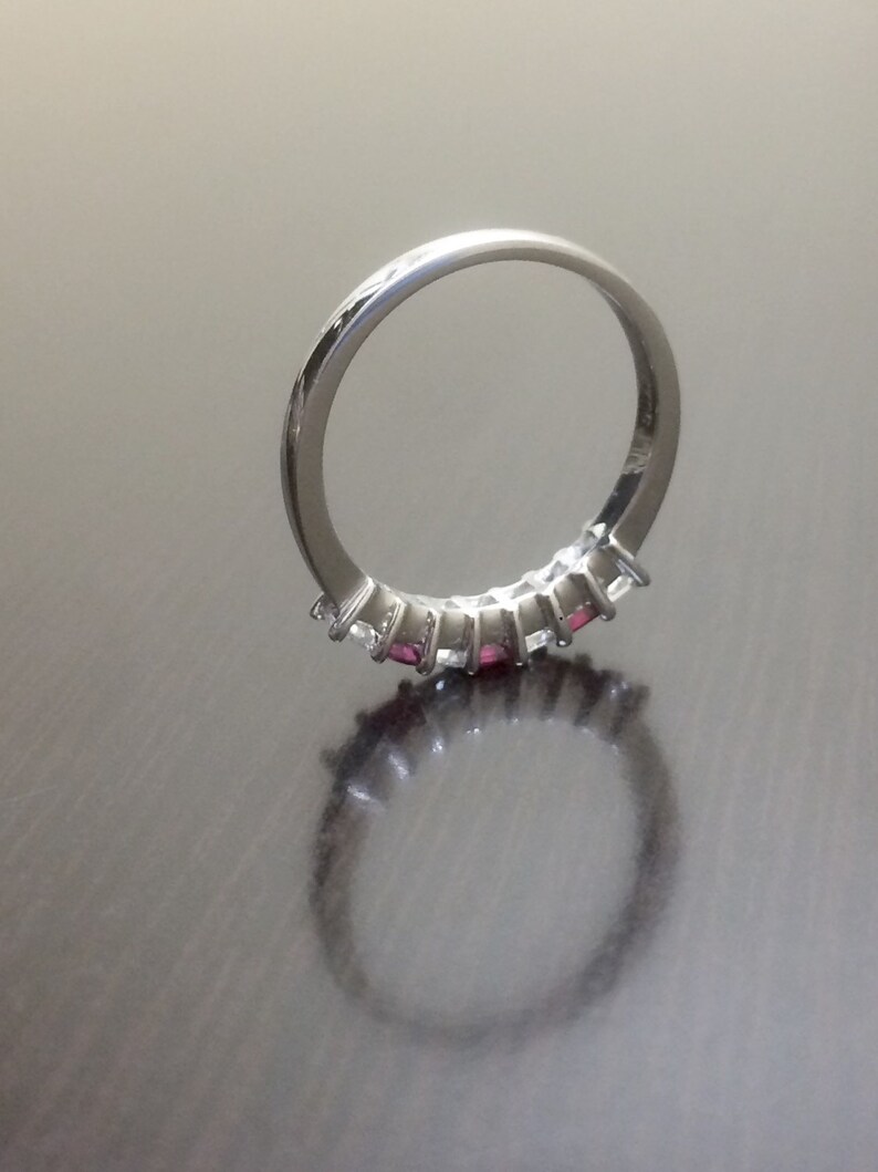 Platinum Princess Cut Diamond Ruby Engagement Band - Platinum Diamond ...