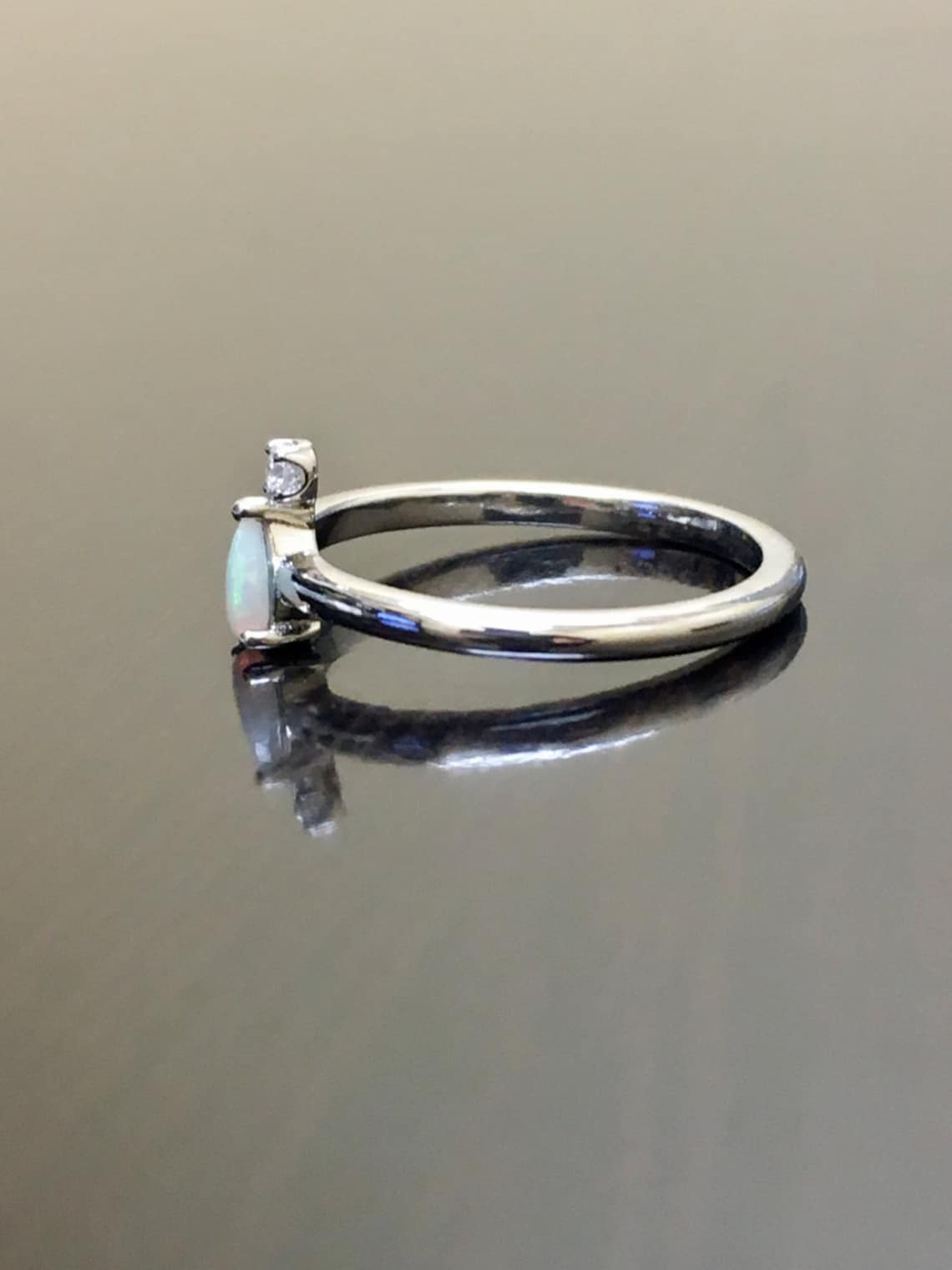 14K White Gold Diamond Opal Engagement Ring Gold Diamond - Etsy