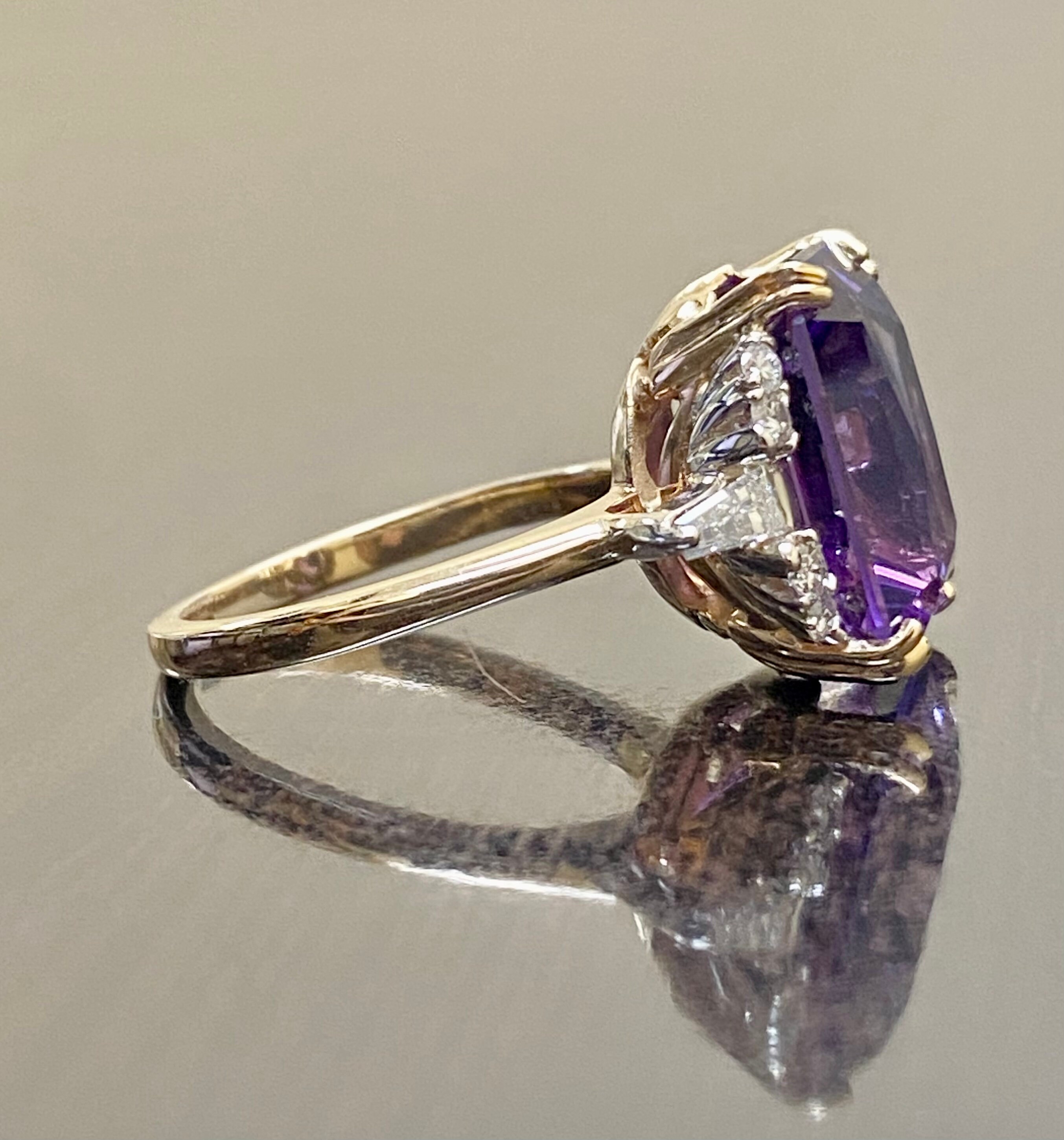 14K Rose Gold Diamond Radiant Cut Amethyst Engagement Ring - Rose Gold ...