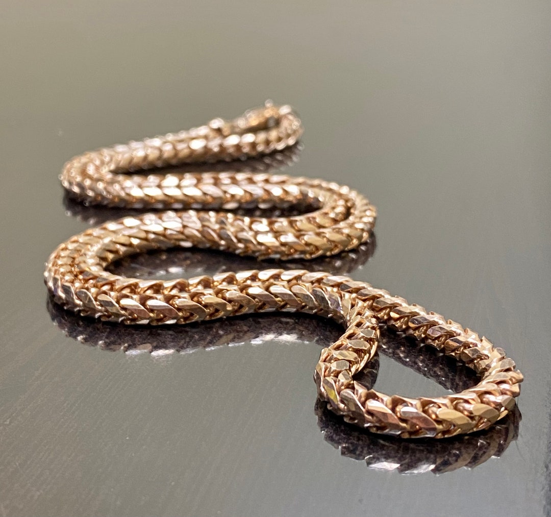 Modern 10K Rose Gold Diamond Cut Franco Chain Rose Gold Franco Necklace ...