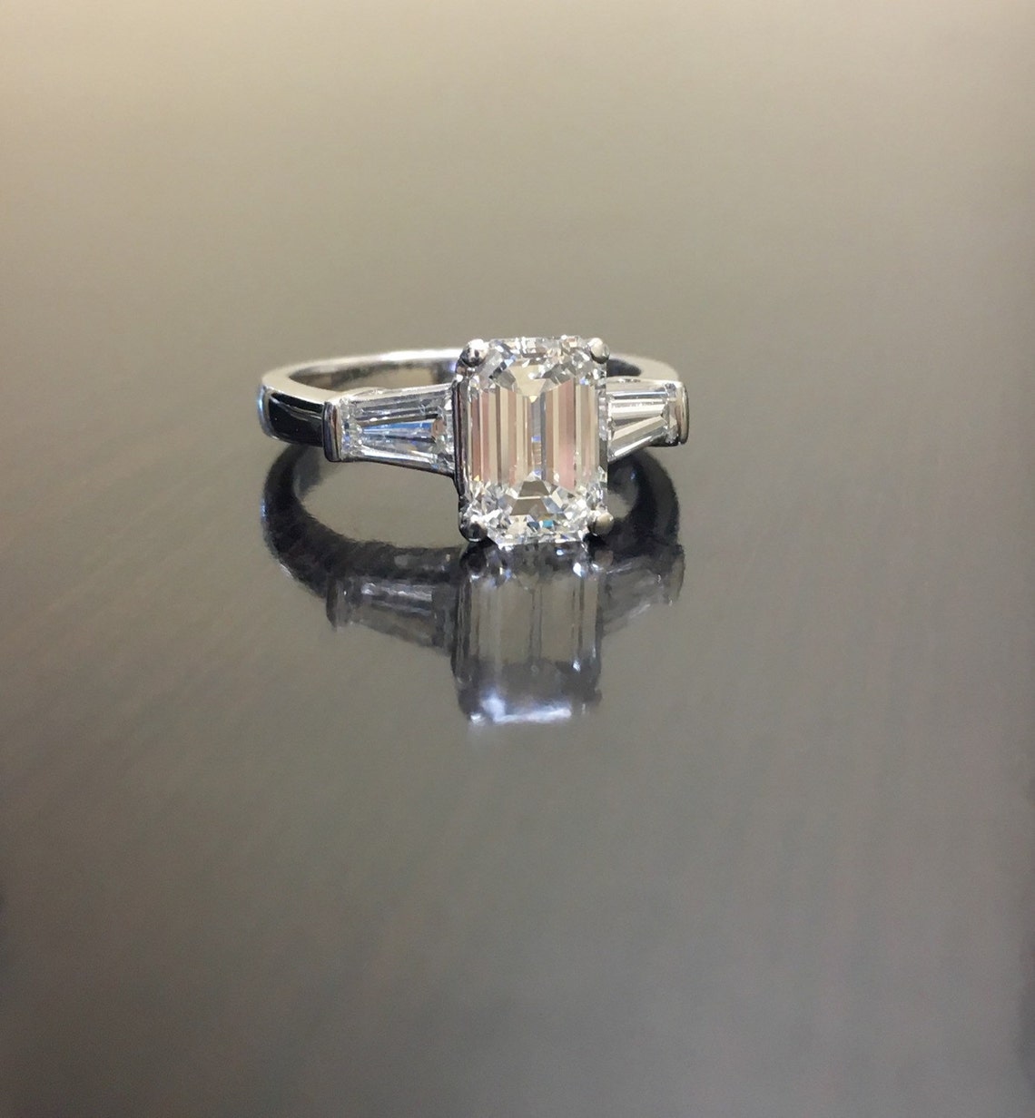 Platinum Emerald Cut Diamond Engagement Ring Art Deco - Etsy