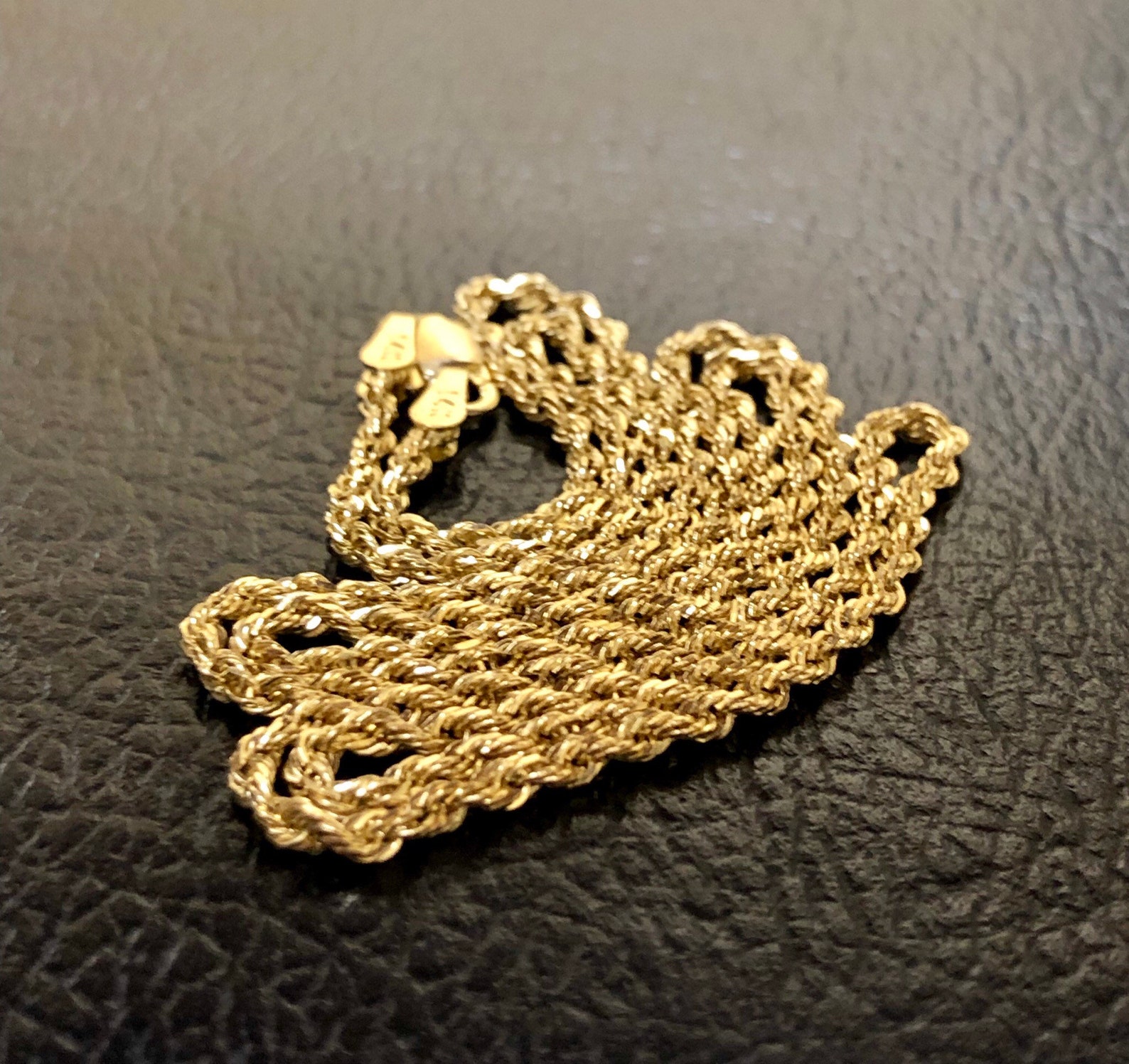 14K Yellow Gold Rope Chain 14K Gold Rope Chain Necklace | Etsy