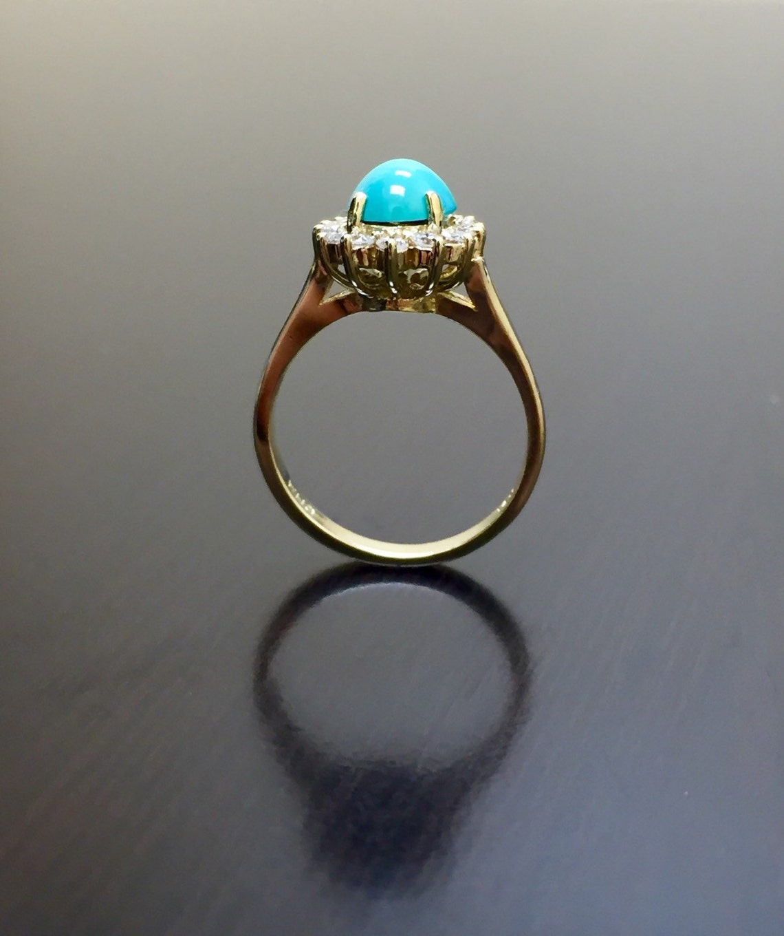 18K Yellow Gold Turquoise Engagement Ring 18K Gold Turquoise - Etsy