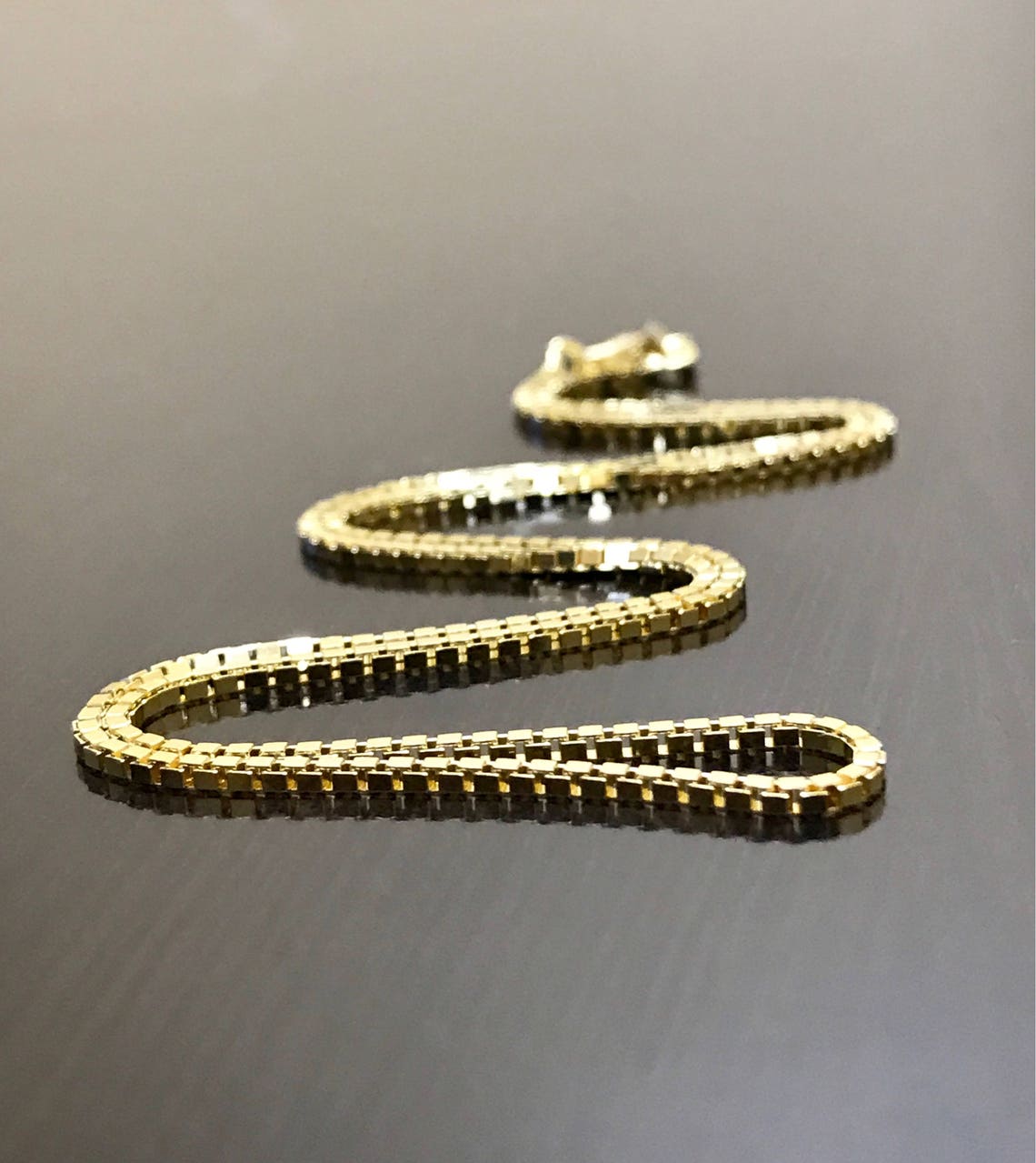 18K Yellow Gold Box Chain 18K Gold Necklace 18K Gold Chain - Etsy