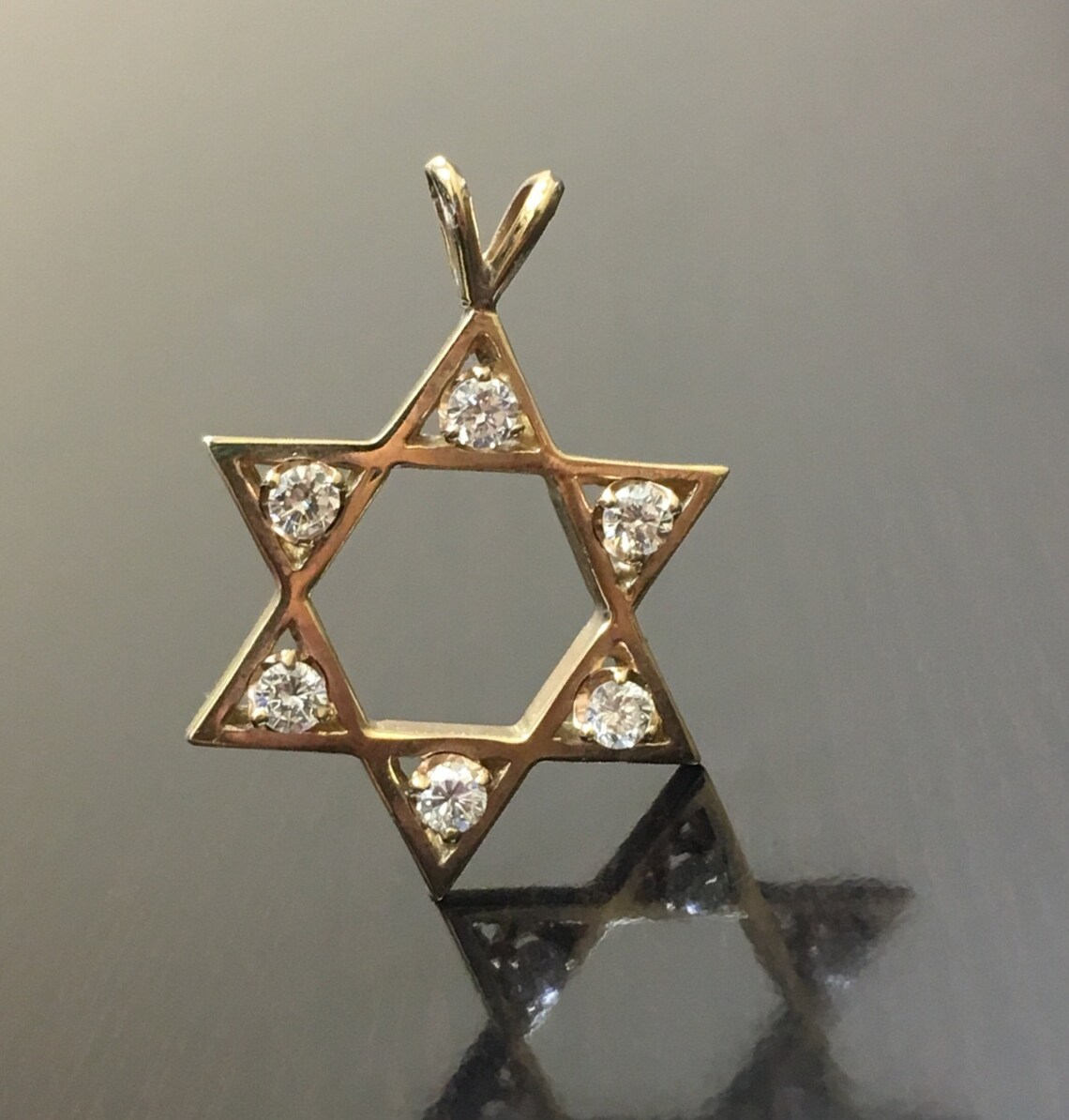 14K Yellow Gold Diamond Star of David Pendant 14K Gold David - Etsy