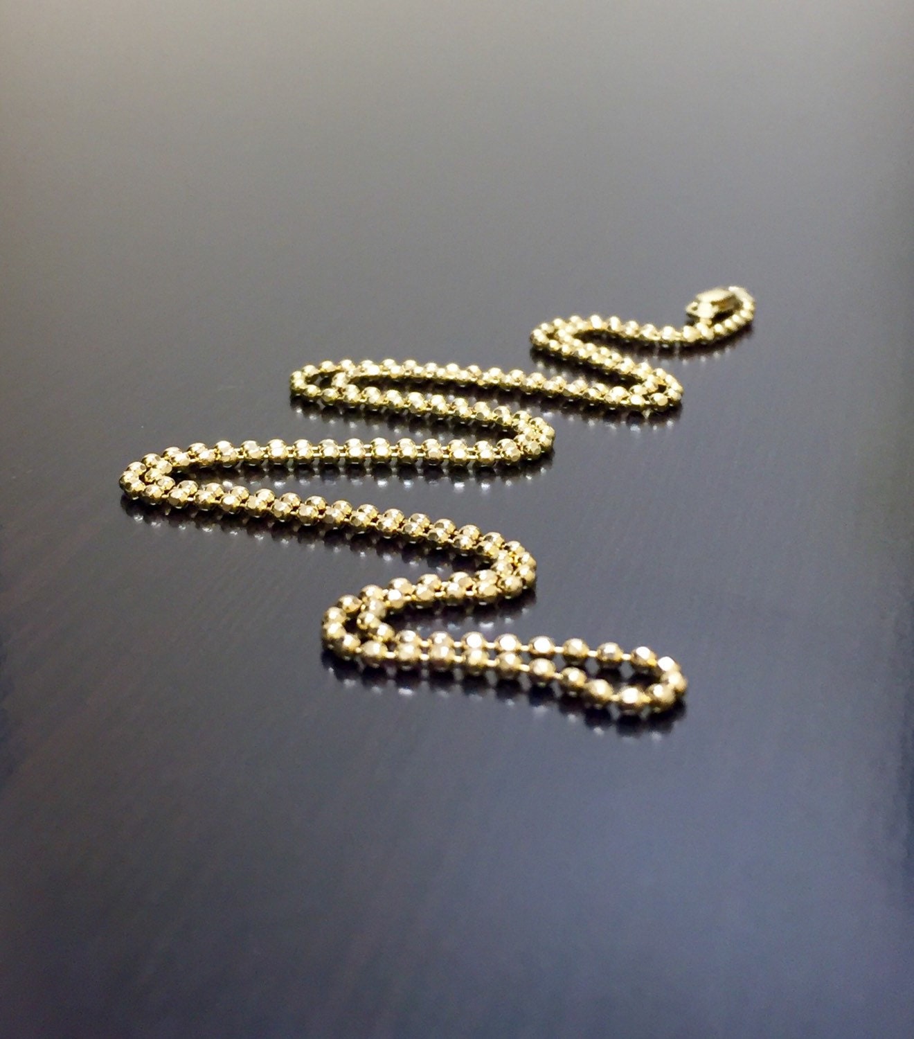 14K Yellow Gold Bead Necklace 14K Gold Bead Chain 14K Gold | Etsy