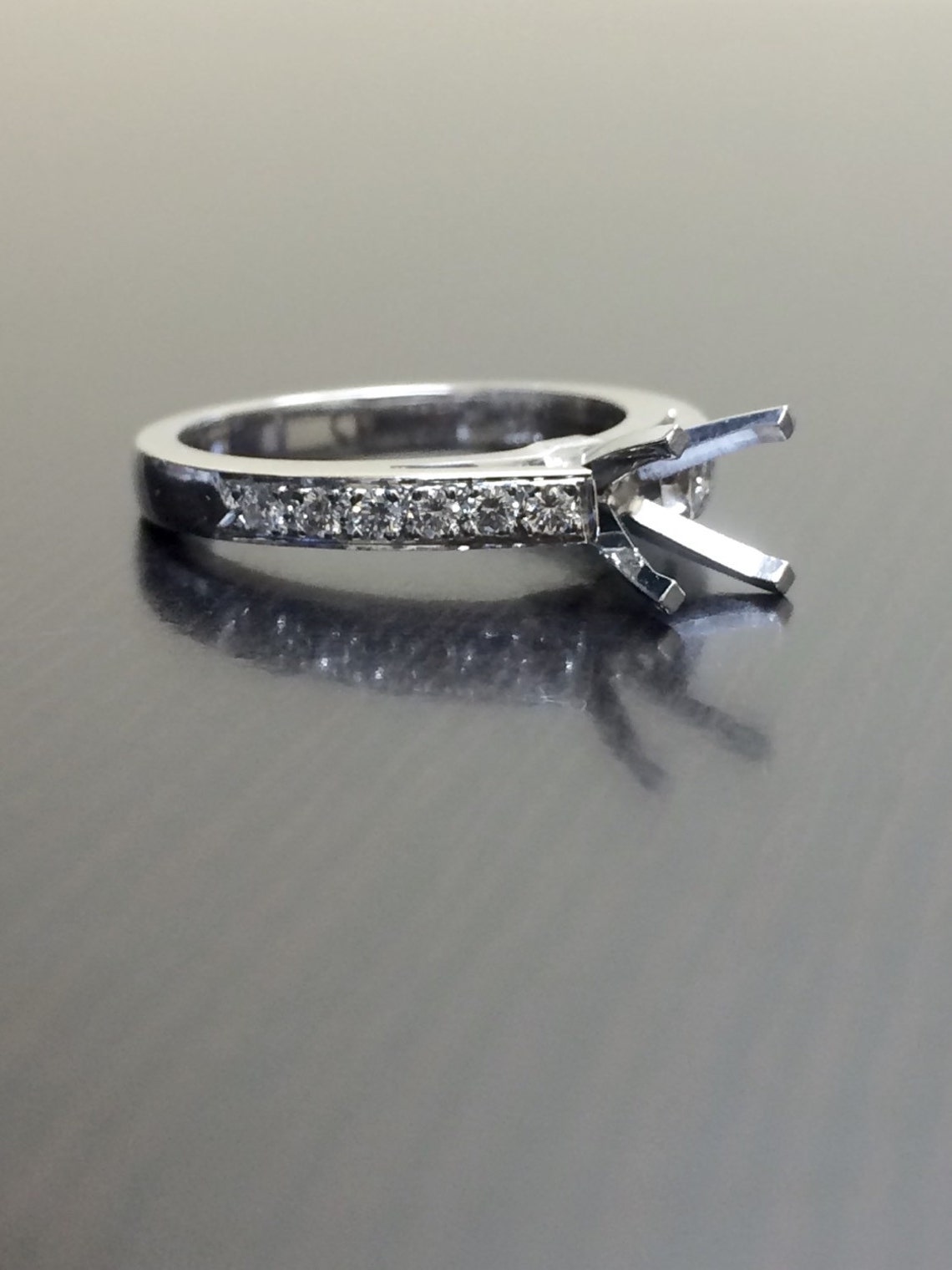 18K White Gold Diamond Engagement Ring 18K Gold Diamond - Etsy