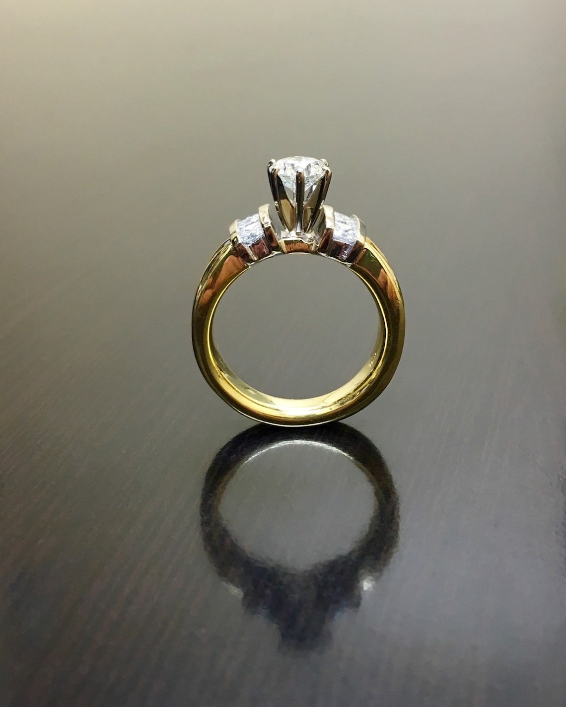 18K Yellow Gold Diamond Engagement Ring 18K Gold Diamond | Etsy