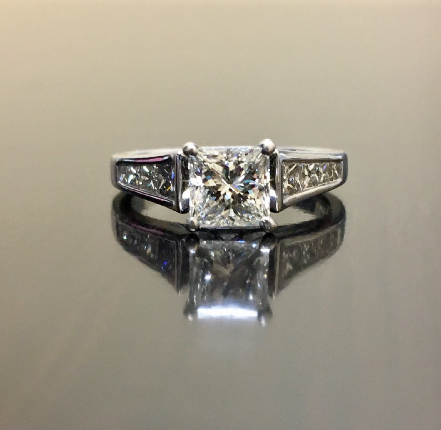 14K White Gold Princess Cut Diamond Engagement Ring Princess | Etsy