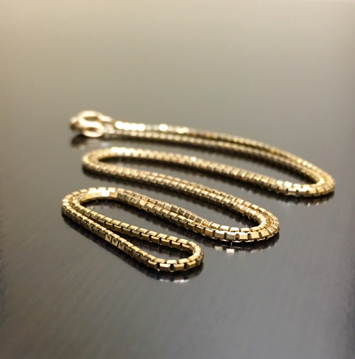 14K Yellow Gold Box Chain Necklace 14K Yellow Gold Chain - Etsy