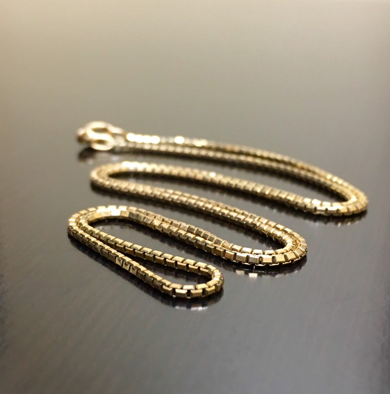 14K Yellow Gold Box Chain Necklace 14K Yellow Gold Chain - Etsy