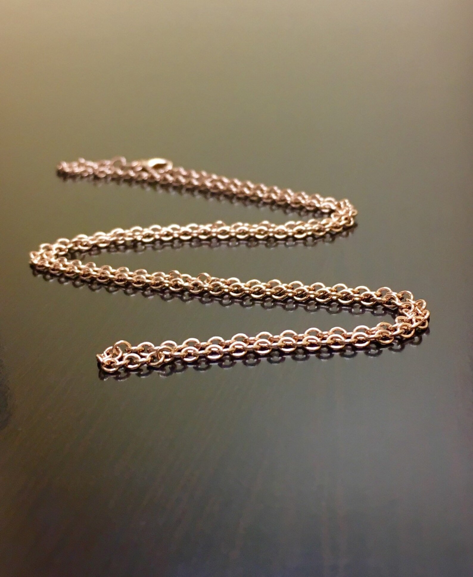 14K Rose Gold Rolo Chain Rose Gold Necklace 14K Rose Gold - Etsy