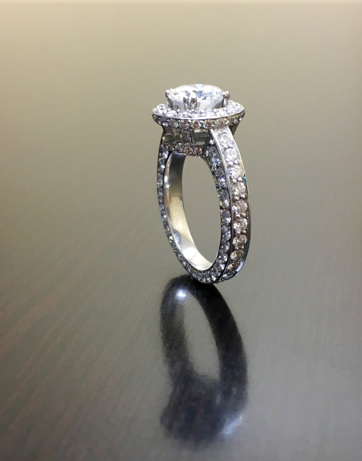 Halo Diamond Platinum Engagement Ring Platinum Diamond | Etsy