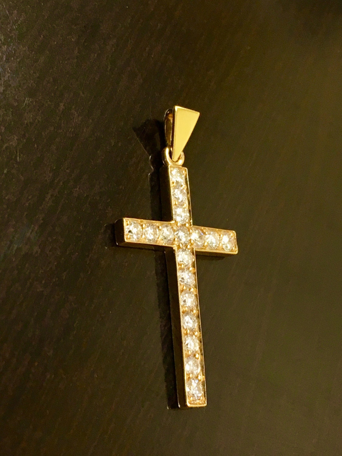 Art Deco 14K Yellow Gold Diamond Cross - 14K Gold Diamond Cross Pendant ...