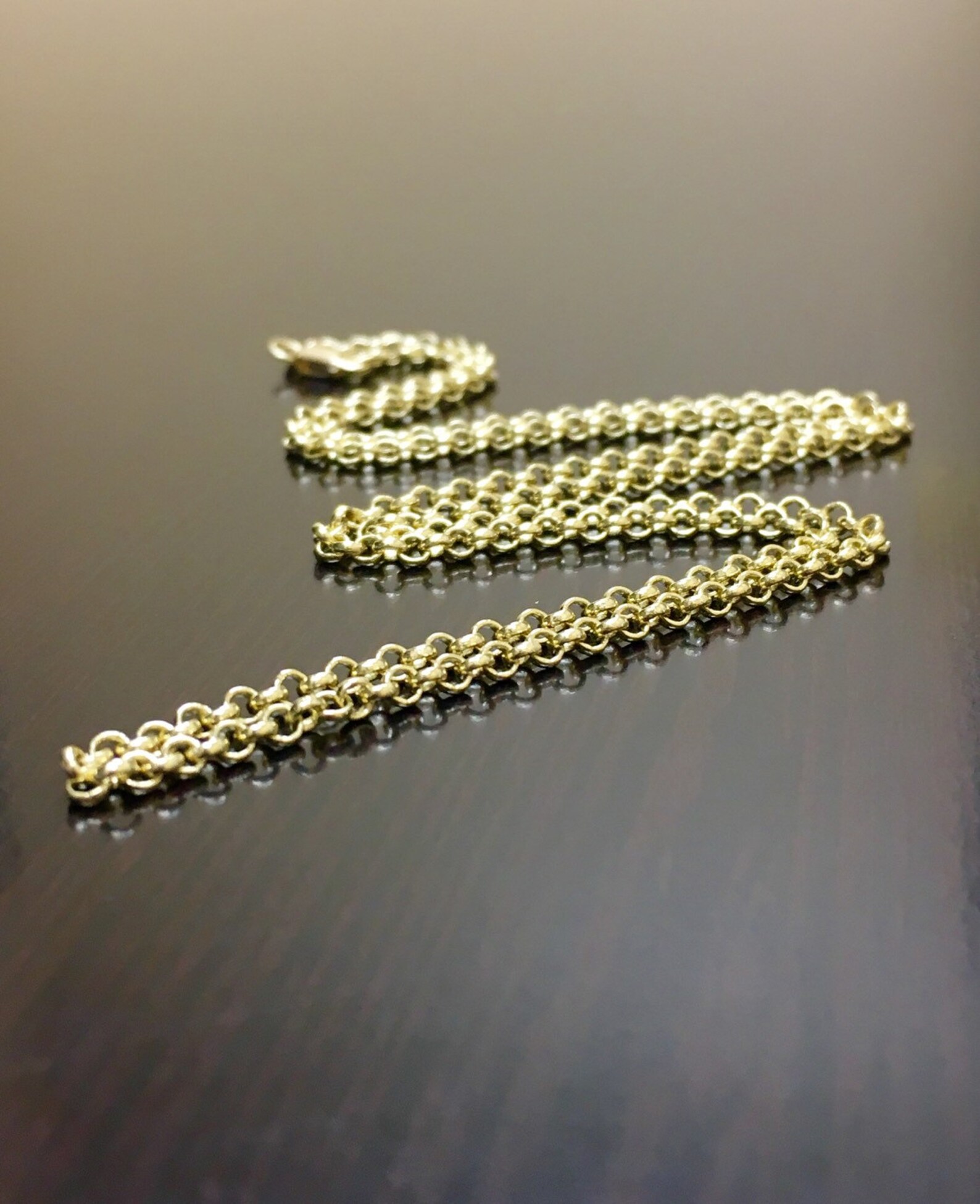 14K Yellow Gold Rolo Chain 14K Gold Necklace 14K Yellow | Etsy