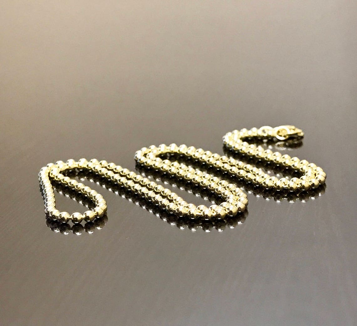 14K Yellow Gold Bead Necklace 14K Gold Bead Chain 14K Gold - Etsy