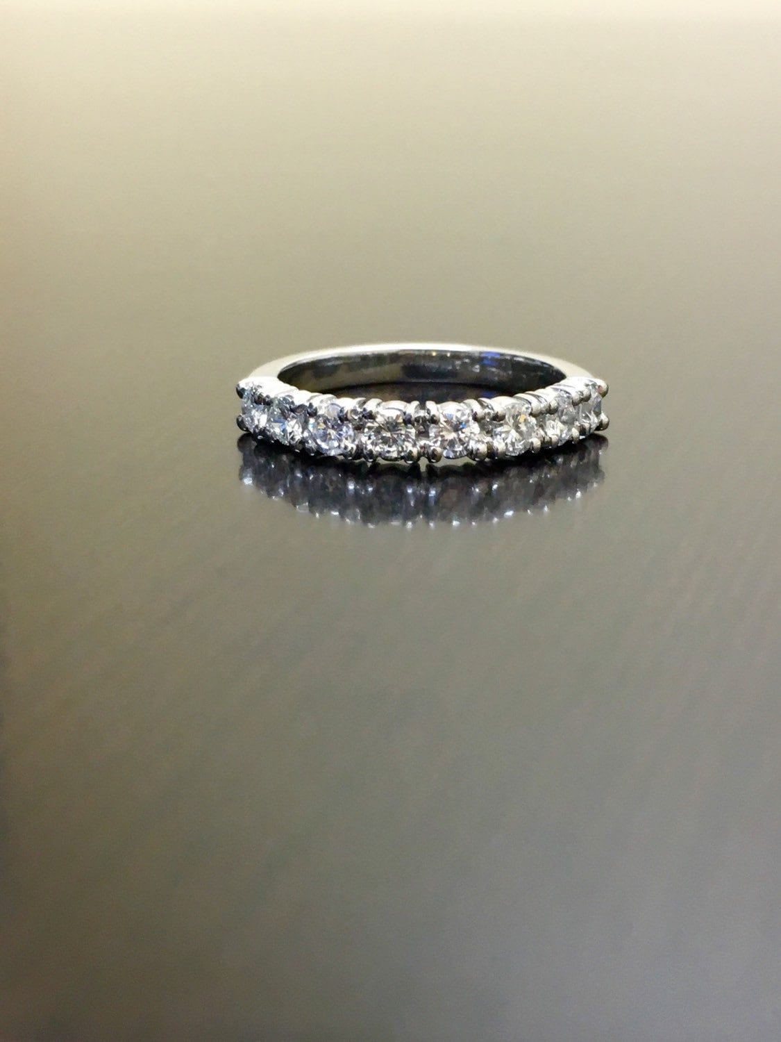 Timeless Diamond Shared Prong Platinum Engagement Band - Handmade ...