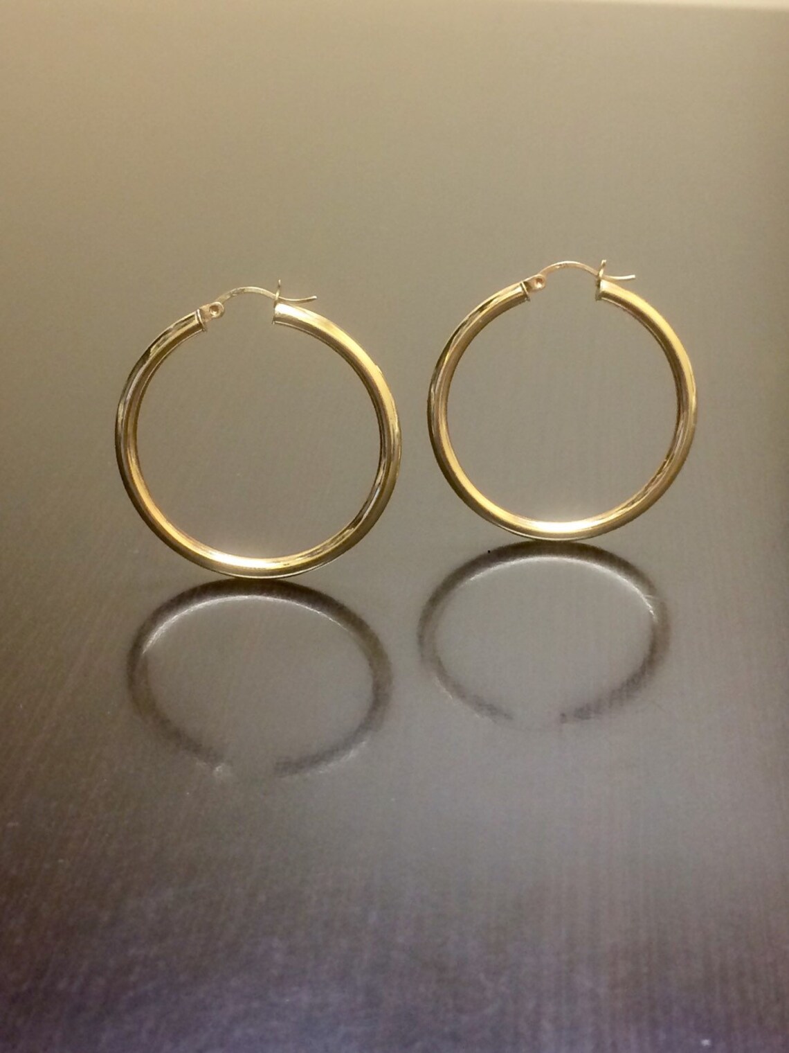 14K Yellow Gold Hoop Earrings 14K Gold Earrings Yellow - Etsy
