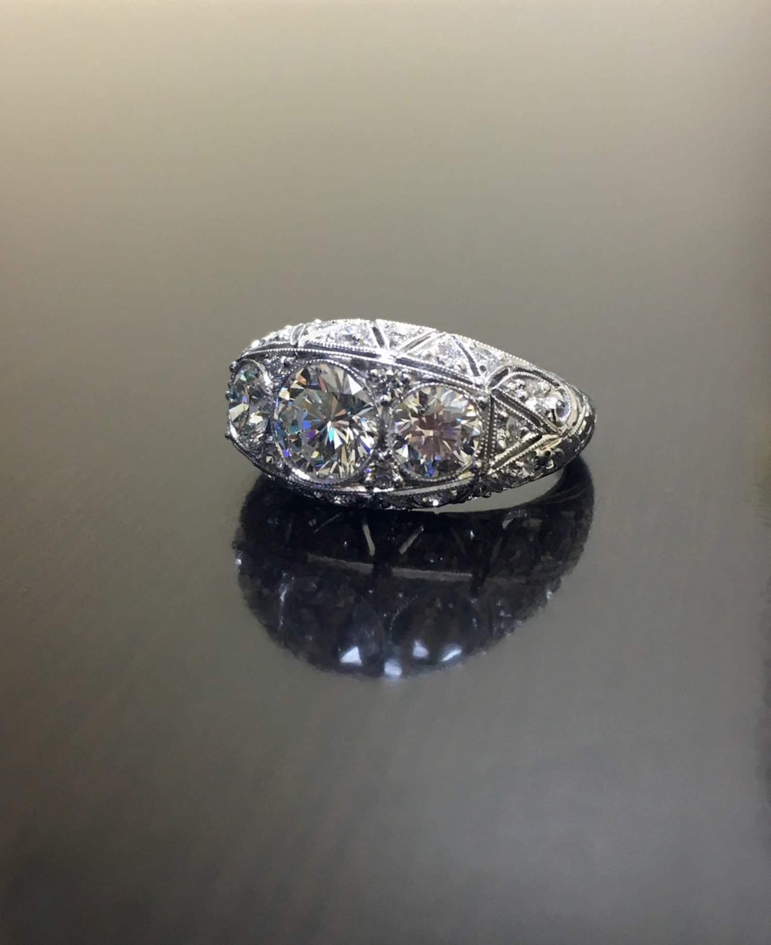 Art Deco Platinum Diamond Engagement Ring Platinum Art Deco | Etsy