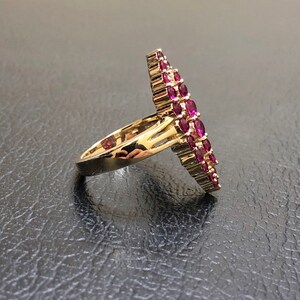 Custom Made Almond Shape 18K Yellow Gold Cluster Genuine Ruby Ring - Etsy