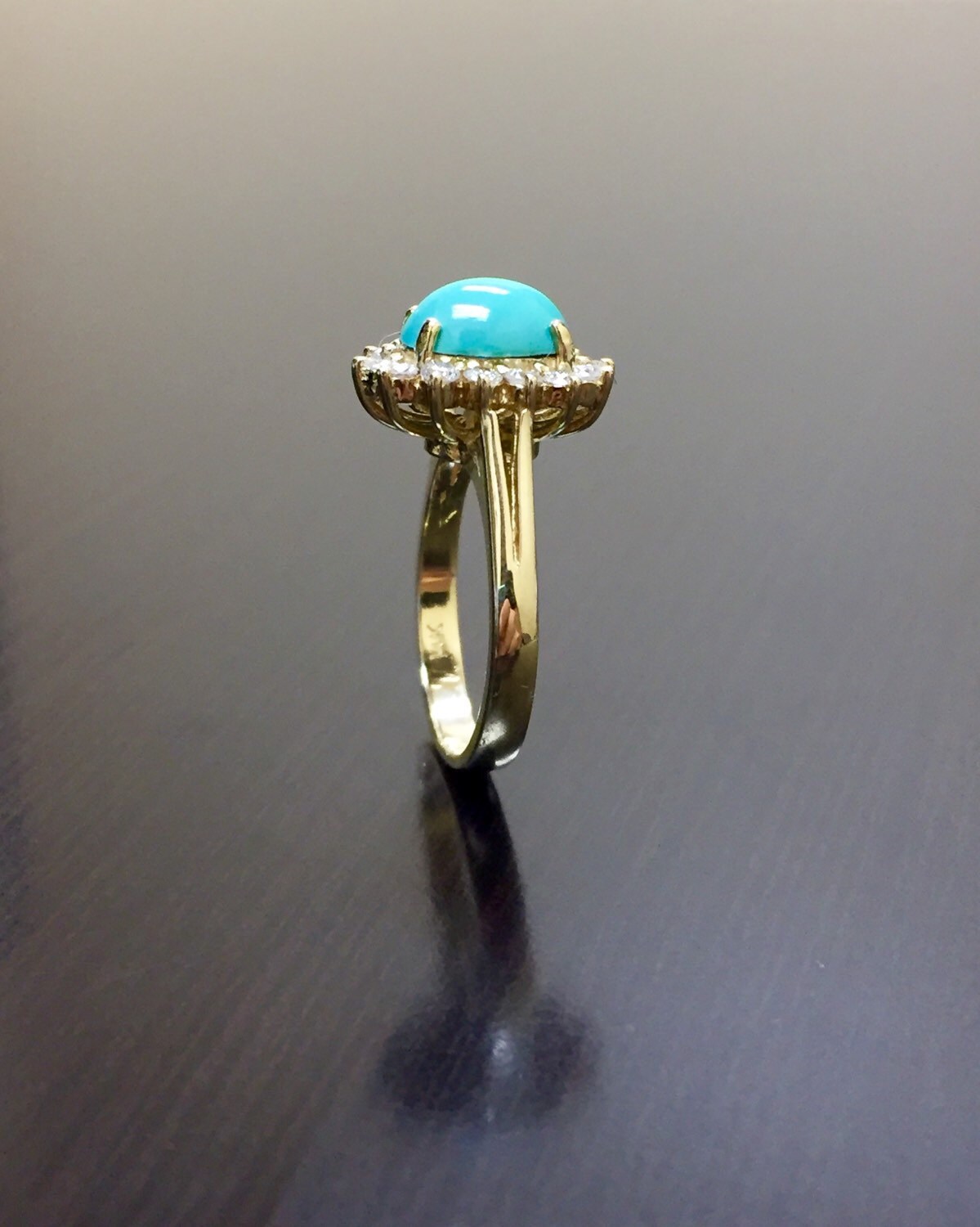 18K Yellow Gold Turquoise Engagement Ring 18K Gold Turquoise - Etsy
