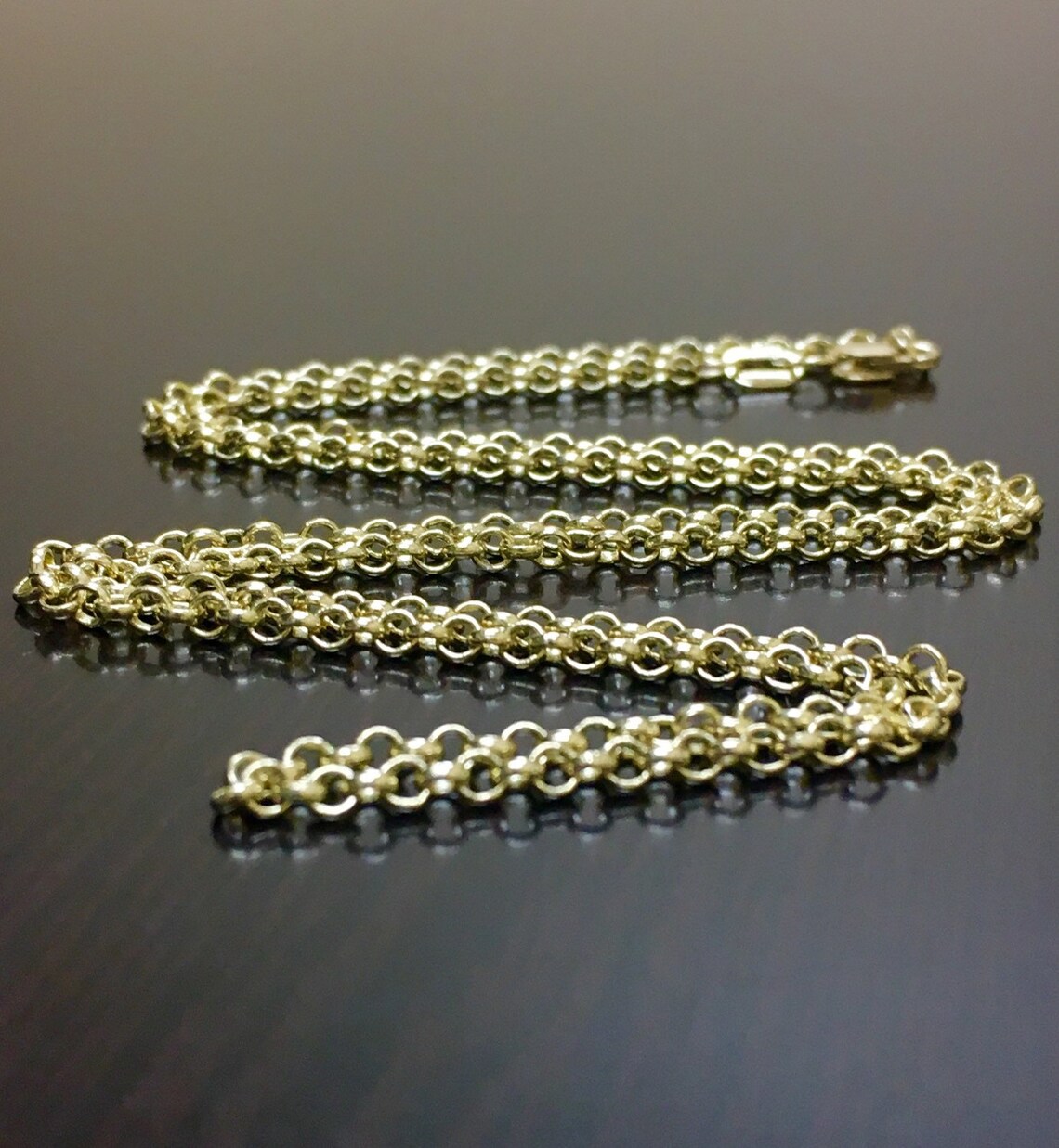 14K Yellow Gold Rolo Chain 14K Gold Necklace 14K Yellow | Etsy