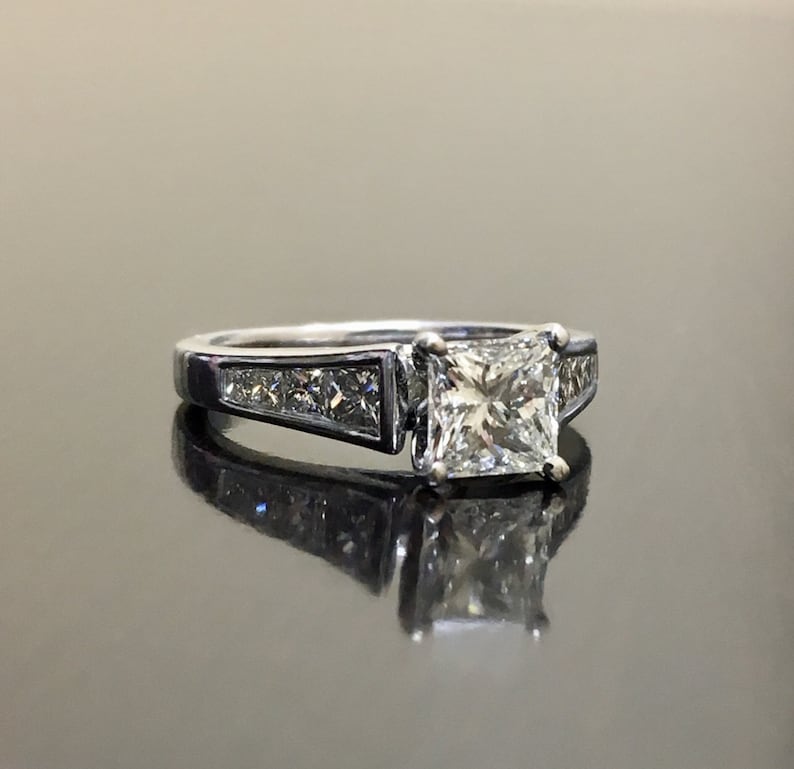 14K White Gold Princess Cut Diamond Engagement Ring Princess | Etsy