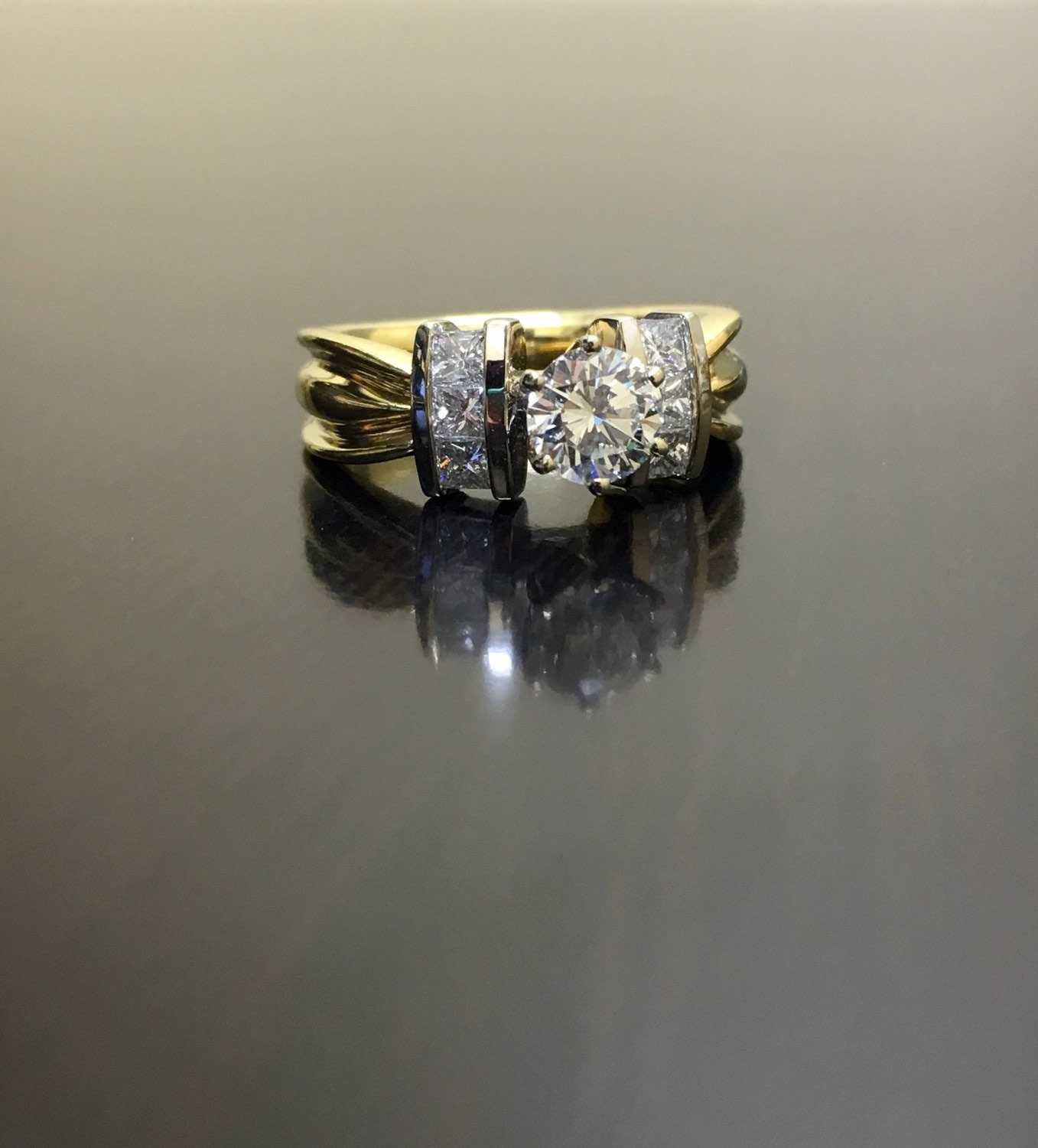 18K Yellow Gold Diamond Engagement Ring 18K Gold Diamond | Etsy