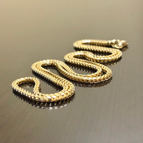 18K Yellow Gold Box Chain Box Chain 18K Gold Necklace 18K - Etsy