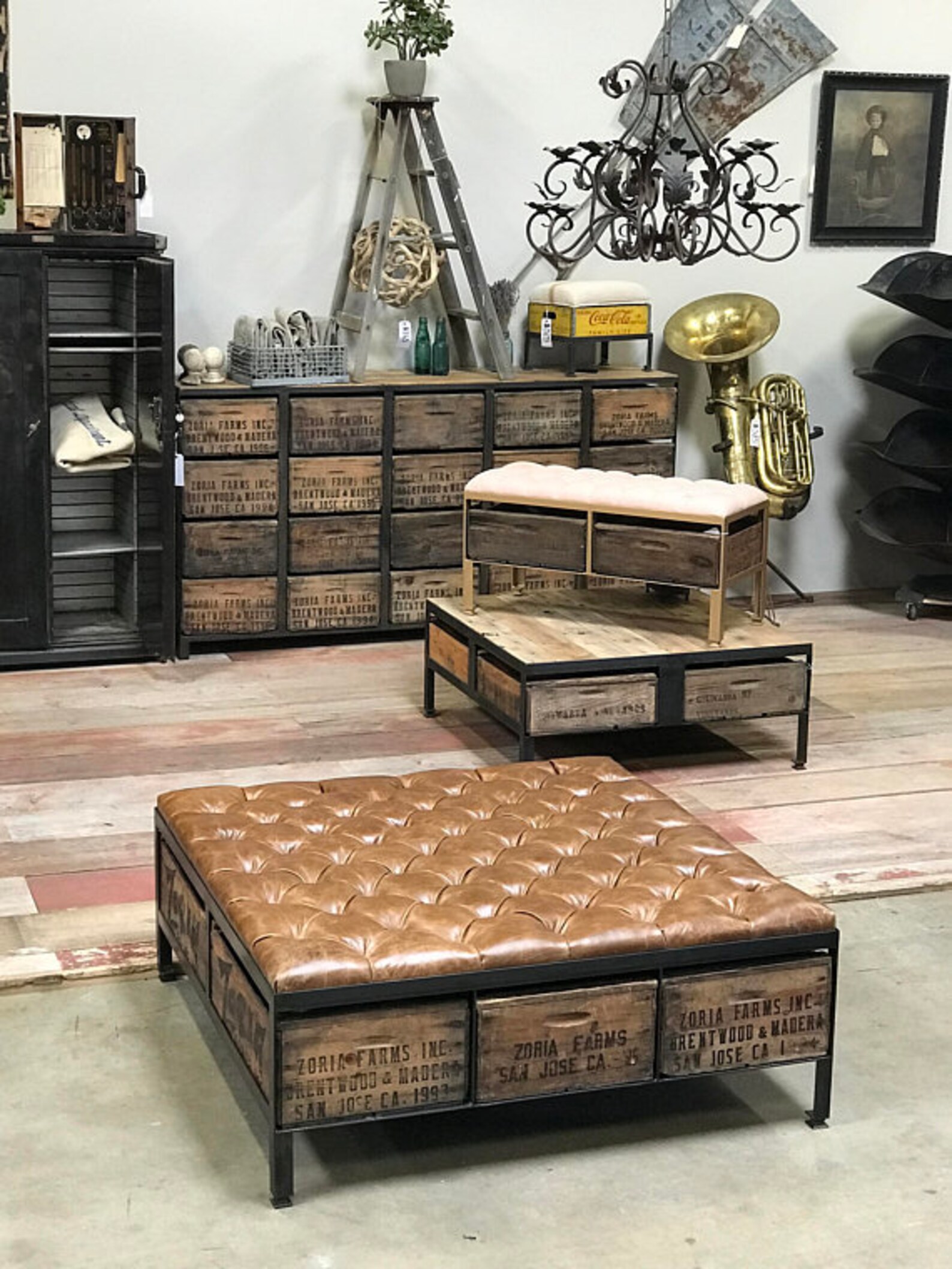 Ottoman With Storage Distressed Leather Tufted Custom Made - Etsy