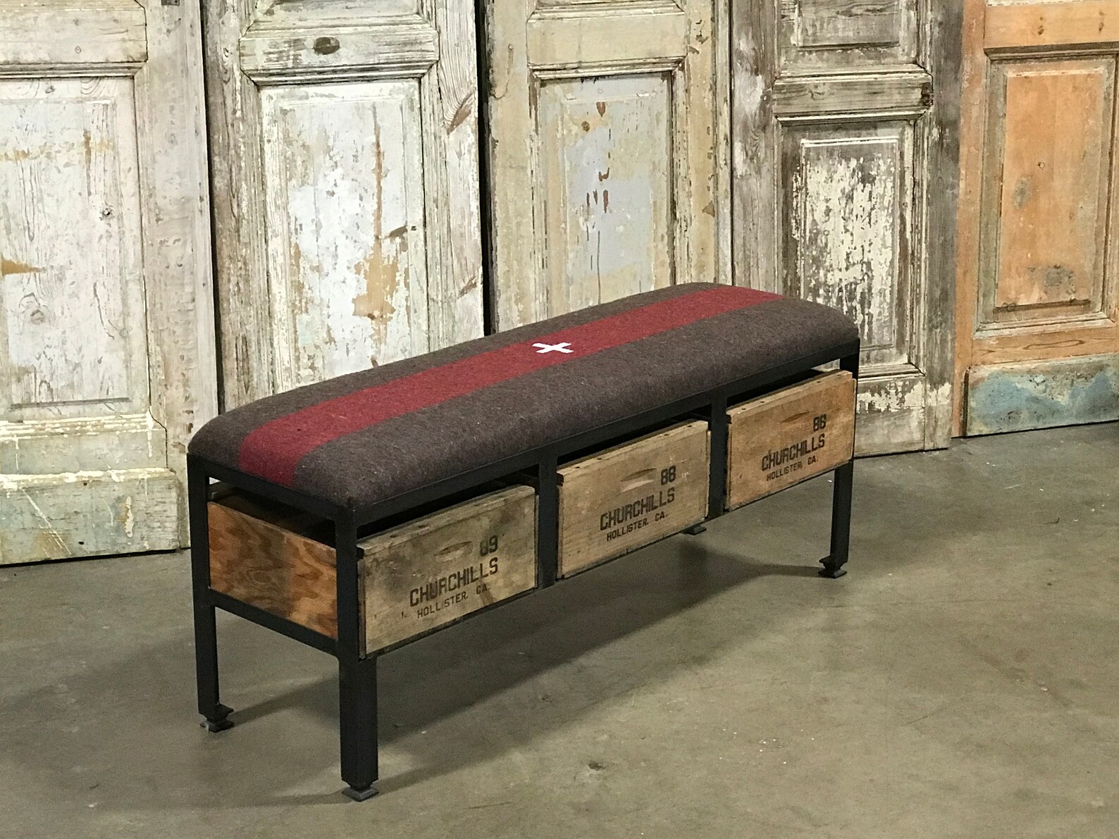 SWISS ARMY Wool Blanket Storage Bench Custom Made Ottoman - Etsy