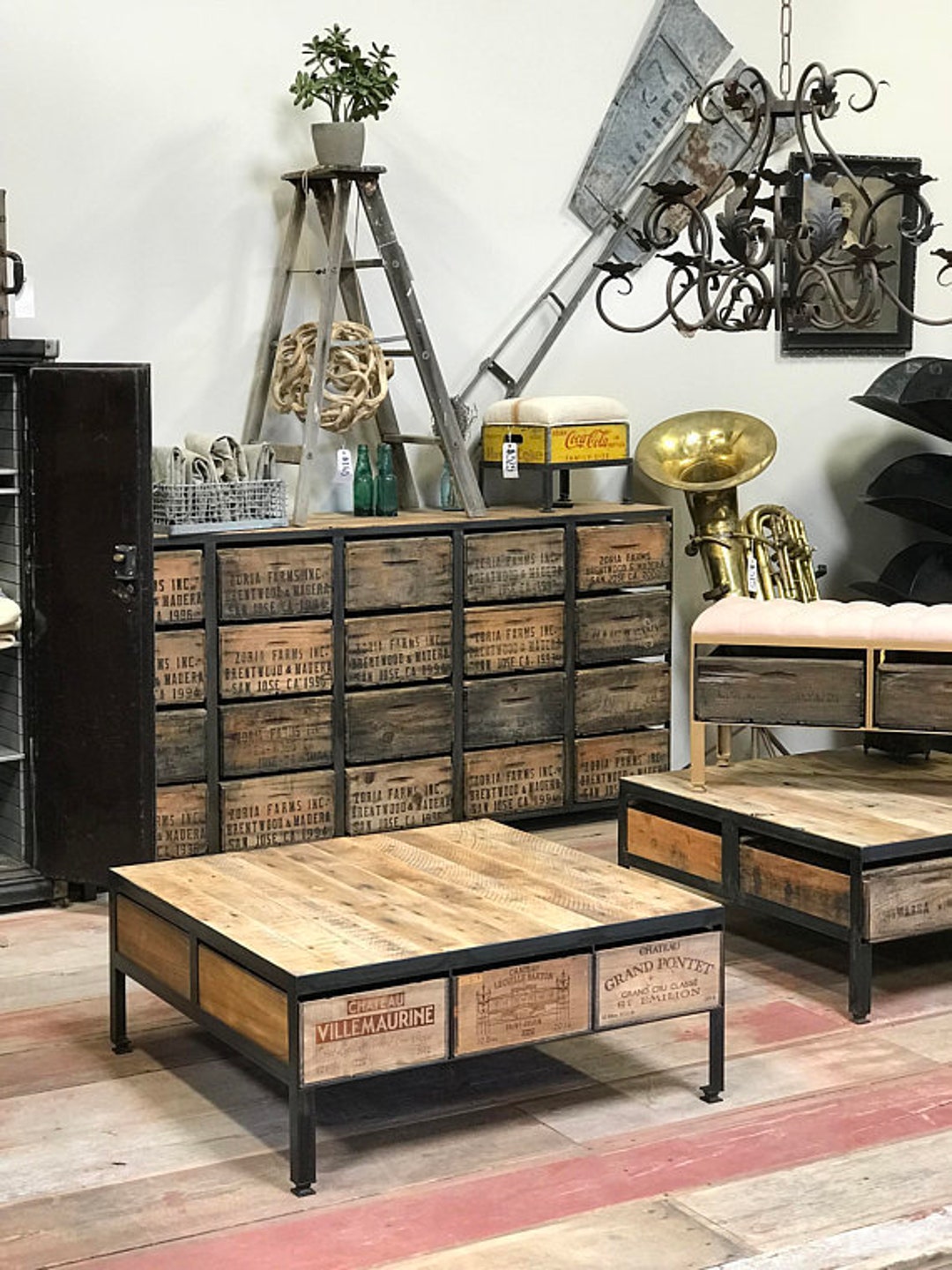 Cocktail Table the 40" Square French WINE Box Coffee Table , Reclaimed ...