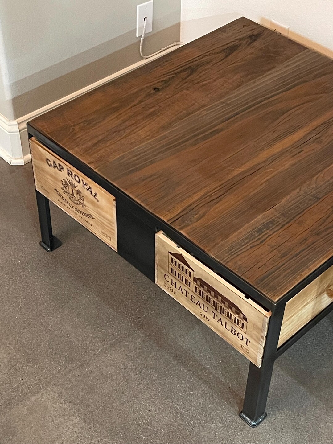 Cocktail Table the 32" Square French WINE Box Coffee Table , Reclaimed ...