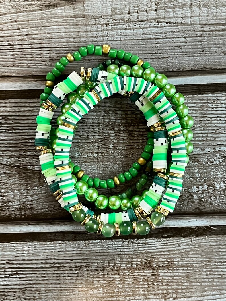 Aventurine Bracelet Set St Patricks Day Bracelets Stackable - Etsy