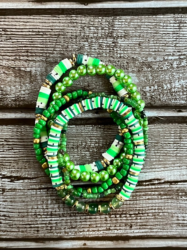 Aventurine Bracelet Set St Patricks Day Bracelets Stackable - Etsy