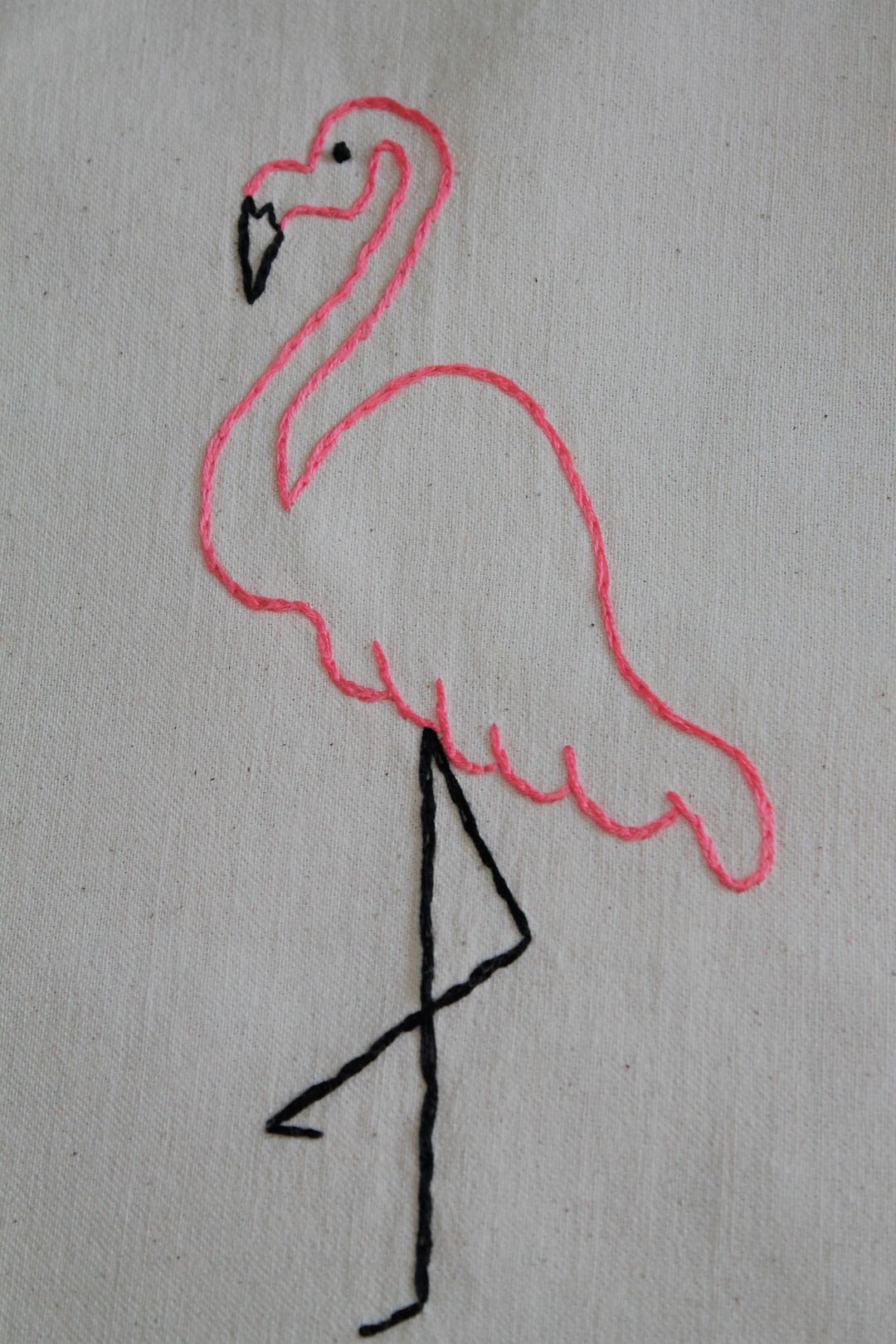 Flamingo Hand Embroidered Unframed Art in Your Choice of Color 5"x7" - Etsy